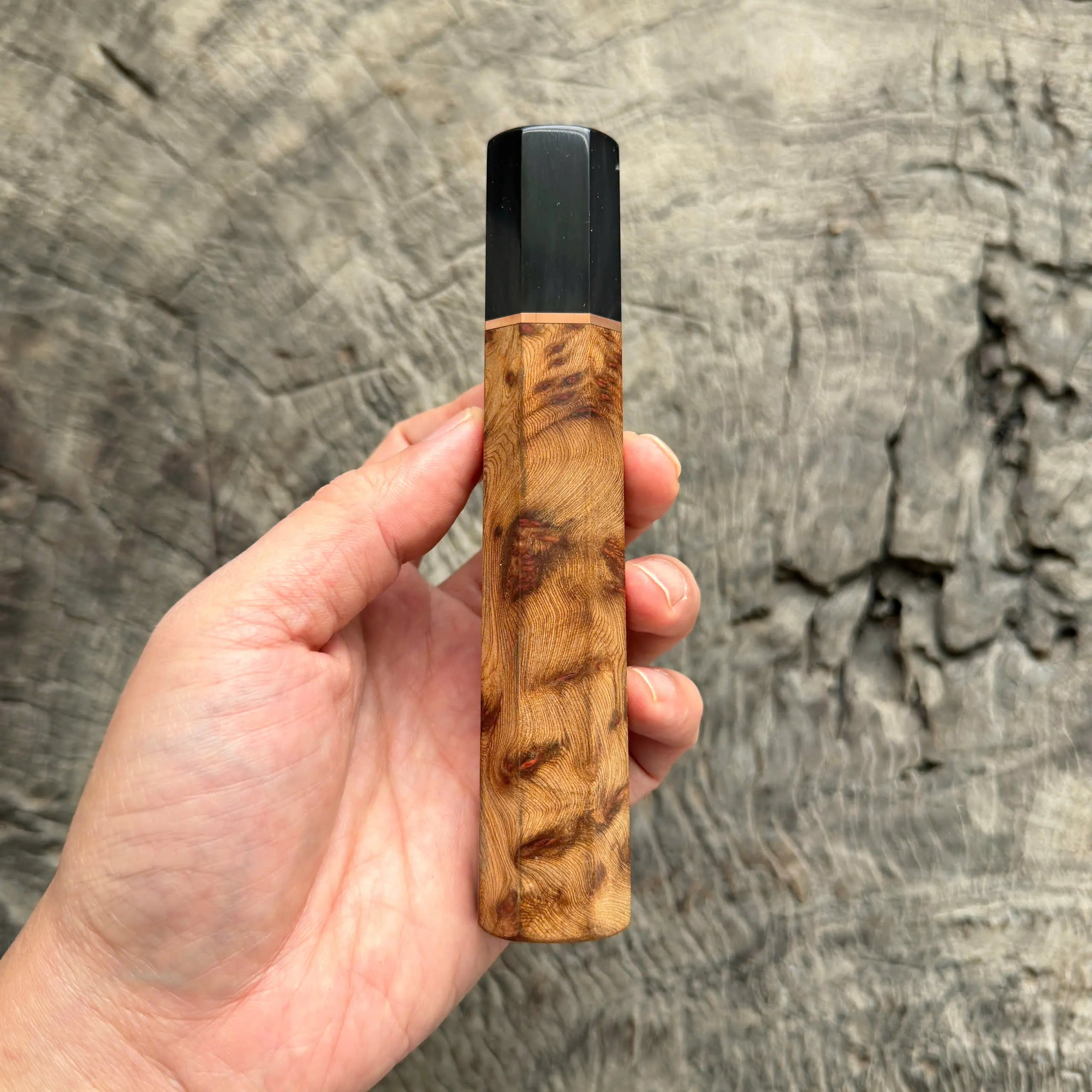I - 6 Viet Cedar Burl Wood Wa handle, Black Horn Ferrule, Copper space ...